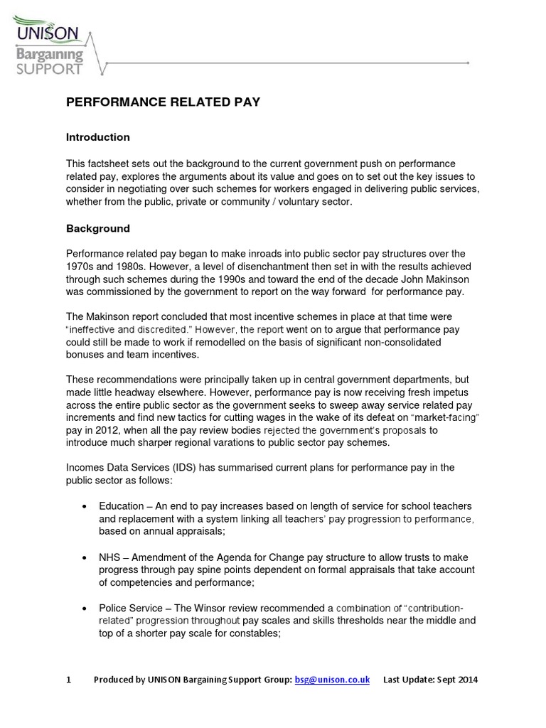 0000performance Pay Factsheet | PDF | Performance Appraisal | Equal ...