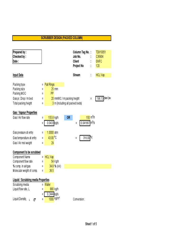 HCL Scrubber Design | PDF