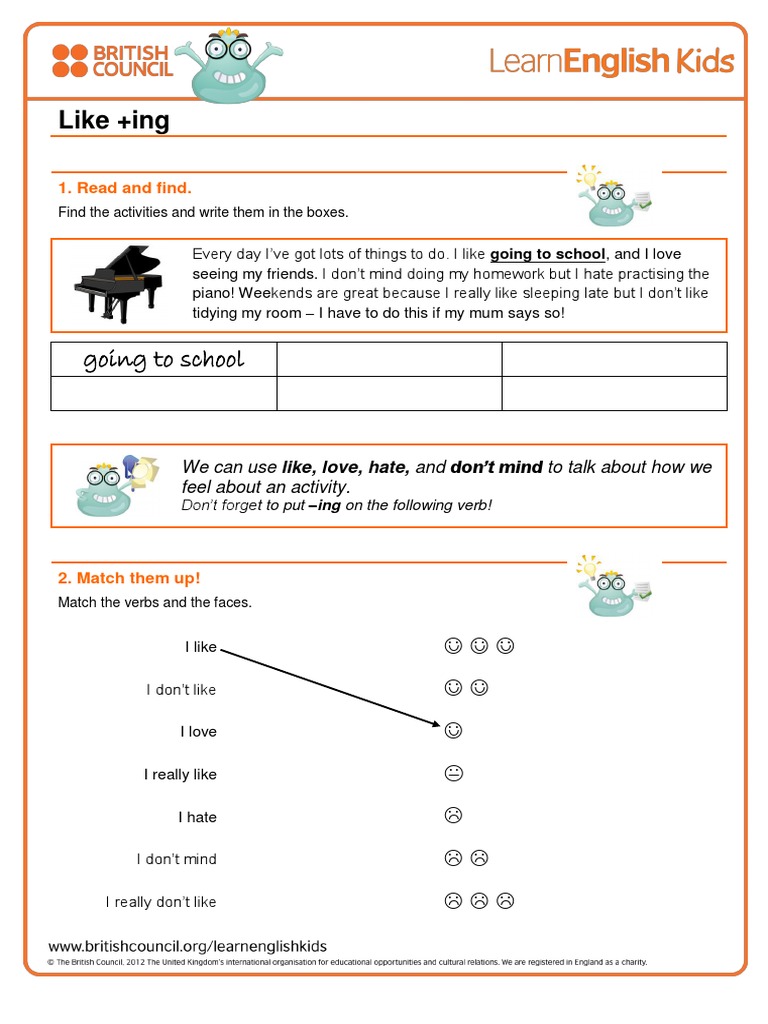 Grammar Games Like Ing Worksheet | PDF