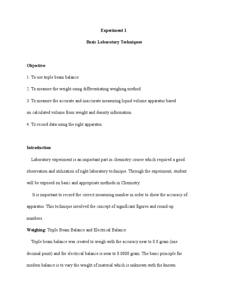 Experiment 1 | Download Free PDF | Weighing Scale | Density