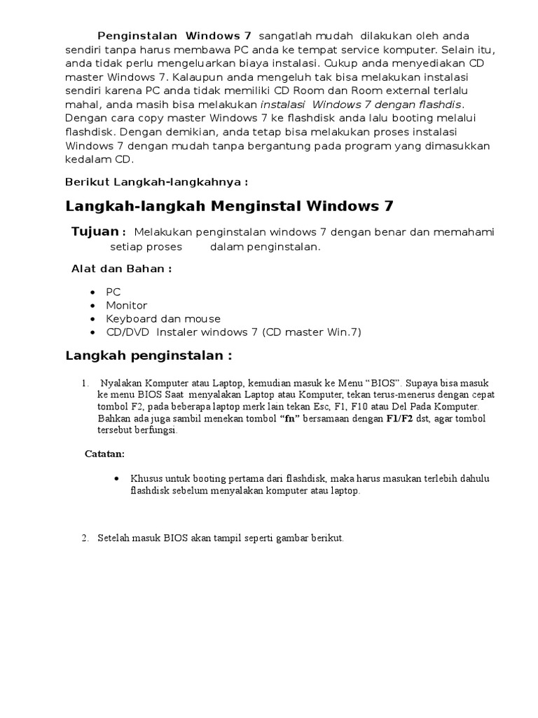 Langkah Menginstal Windows 7 Lengkap Dengan Penjelasannya | PDF