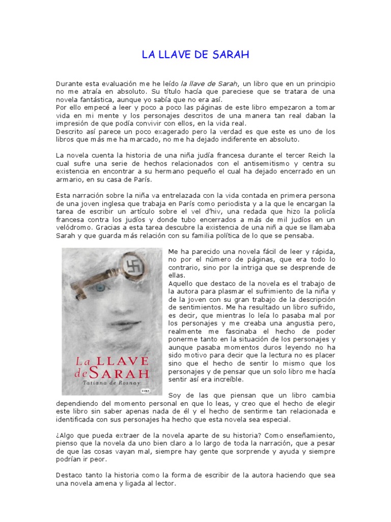 La Llave de Sarah | PDF | Novelas | Libros