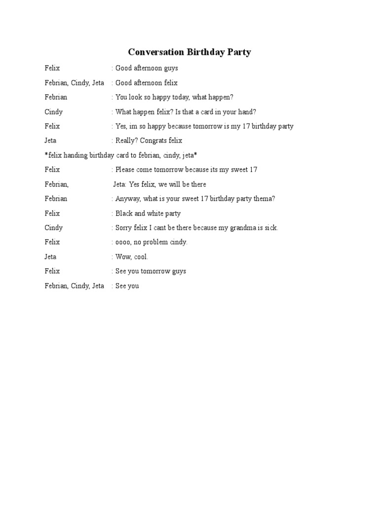 Conversation Birthday Party | PDF