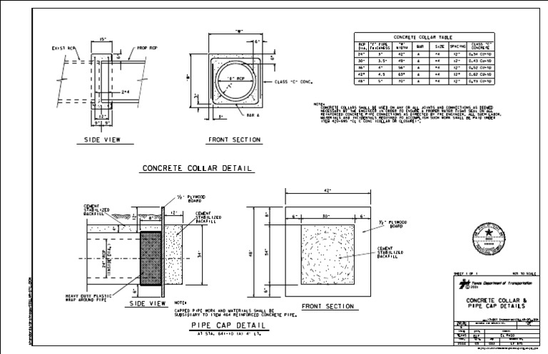 Concrete Collar Detail: Front Section Side View | PDF