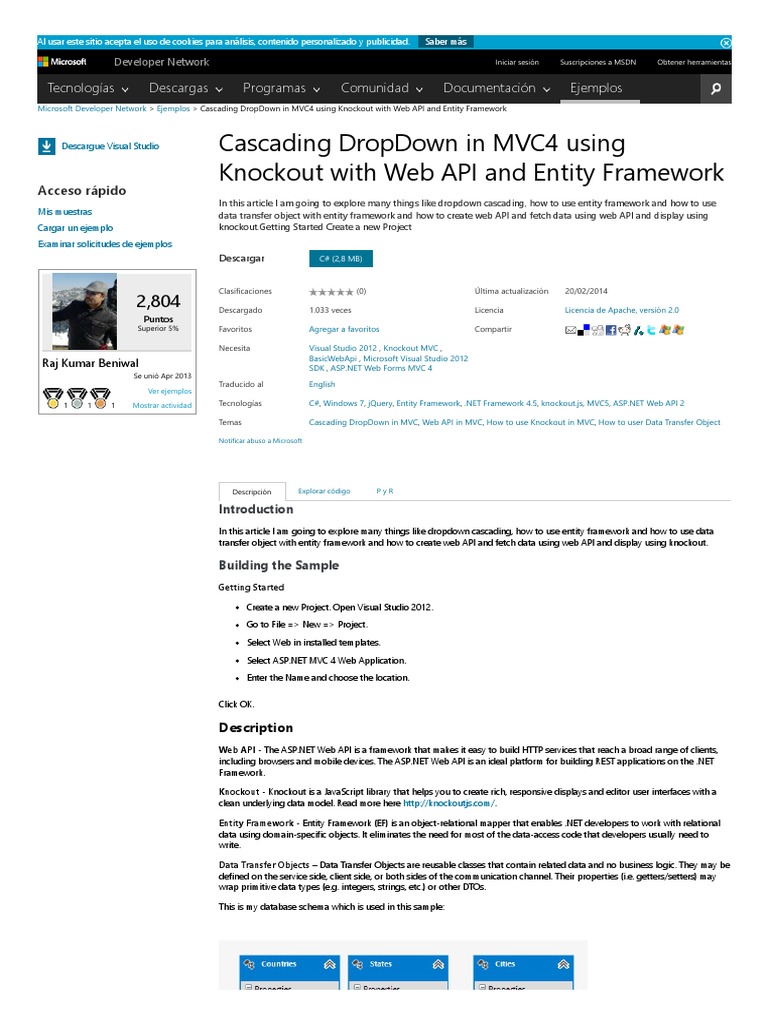 Cascading Dropdown In Mvc4 Using Knockout With Web Api And Entity Framework En C Html Para