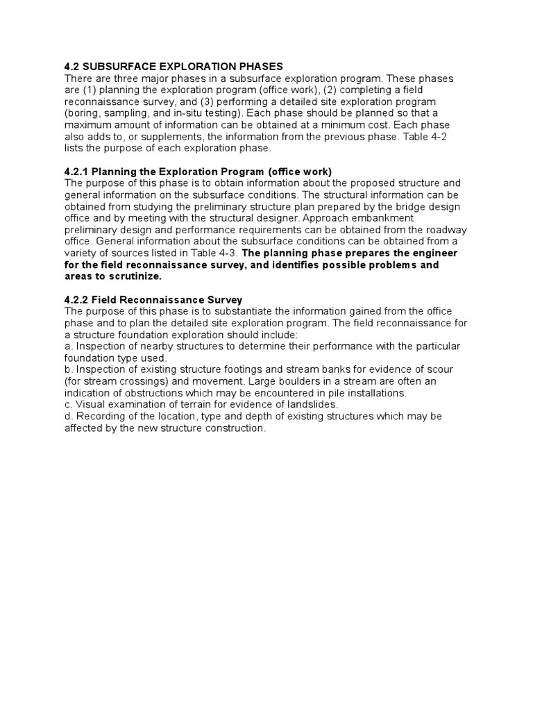 4.2 Subsurface Exploration Phases | PDF | Science & Mathematics | Computers