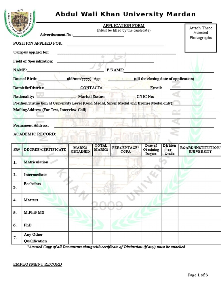AWKUM Application Form Guidelines | PDF | Doctor Of Philosophy | Academia