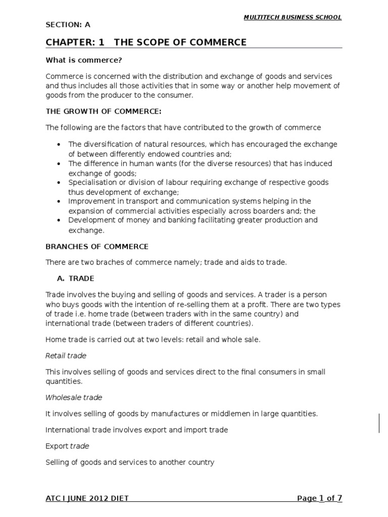 Scope of Commerce | PDF | Trade | Economics