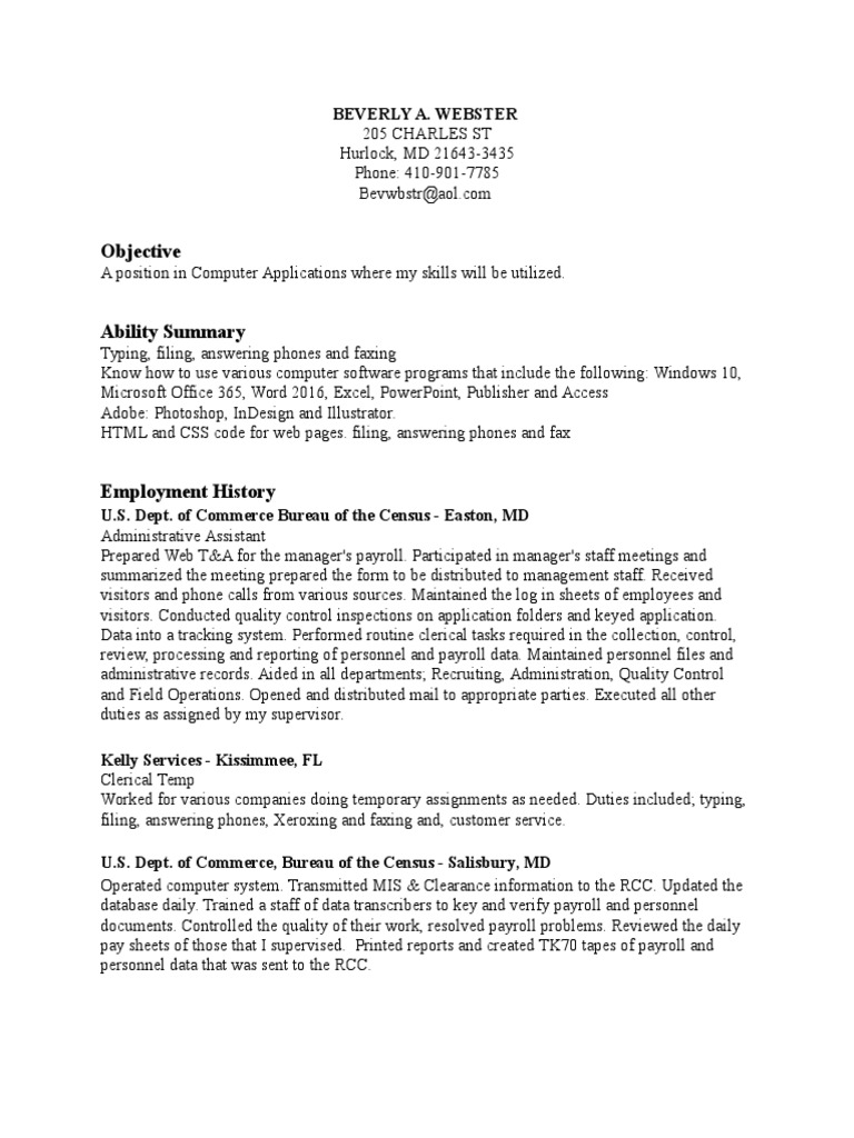 Resume 1 | PDF | United States Census Bureau | World Wide Web