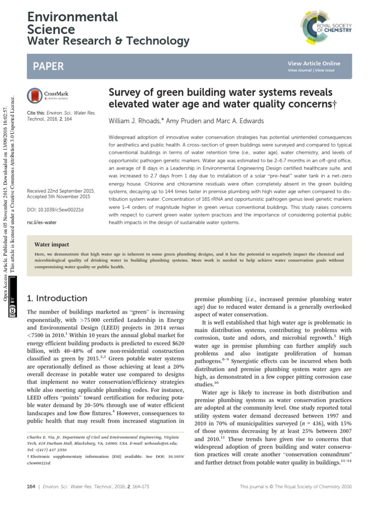 Survey of Green Building Water Systems Reveals | PDF | Water Heating ...