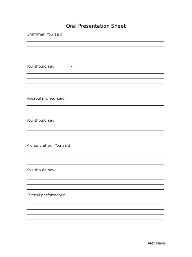 Oral Presentation Sheet: Alex Nava | PDF