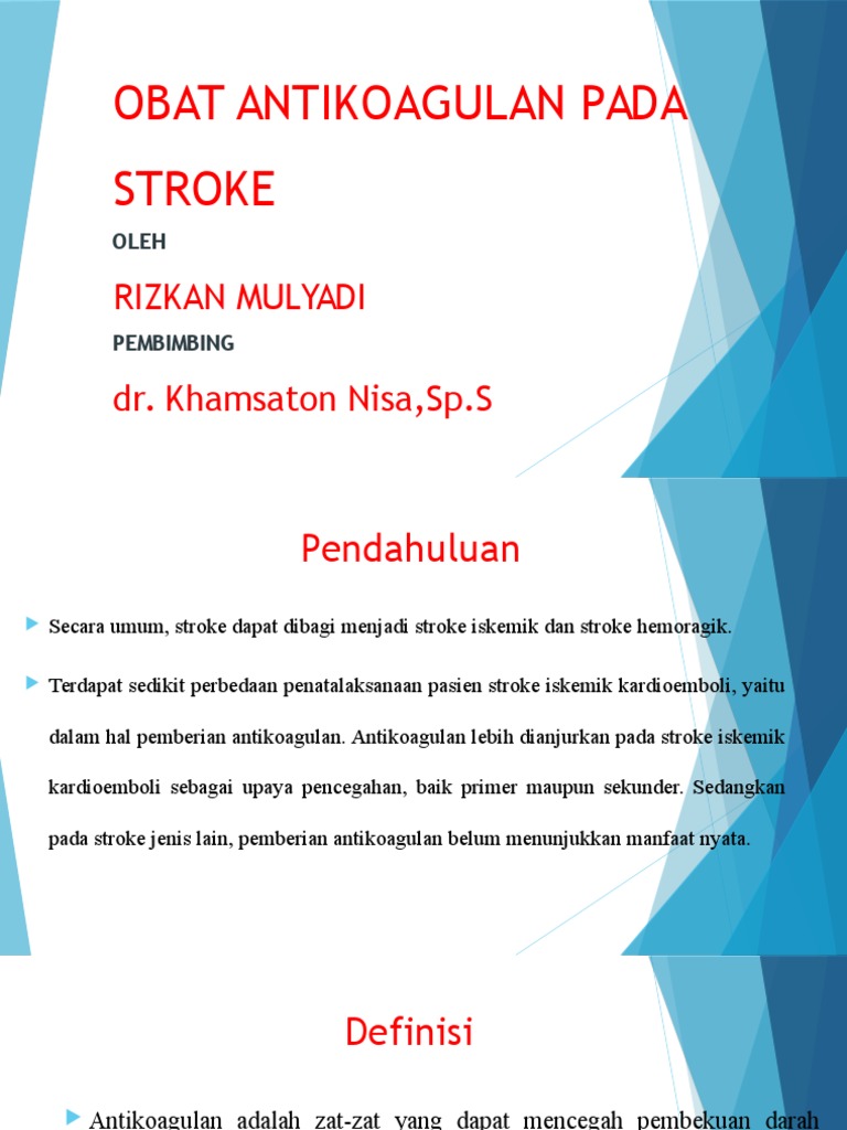 Obat Antikoagulan Pada Stroke | PDF