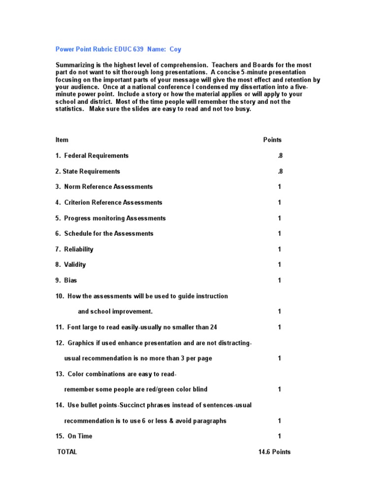 Grading Rubric - Final Project | PDF