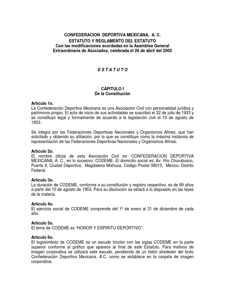 CODEME | PDF | Federación | Deportes