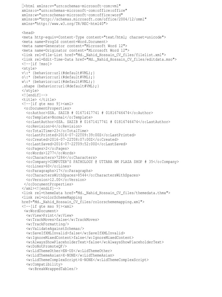 Md. Nahid Hossain CV | PDF | Cheque | Sans Serif Typefaces