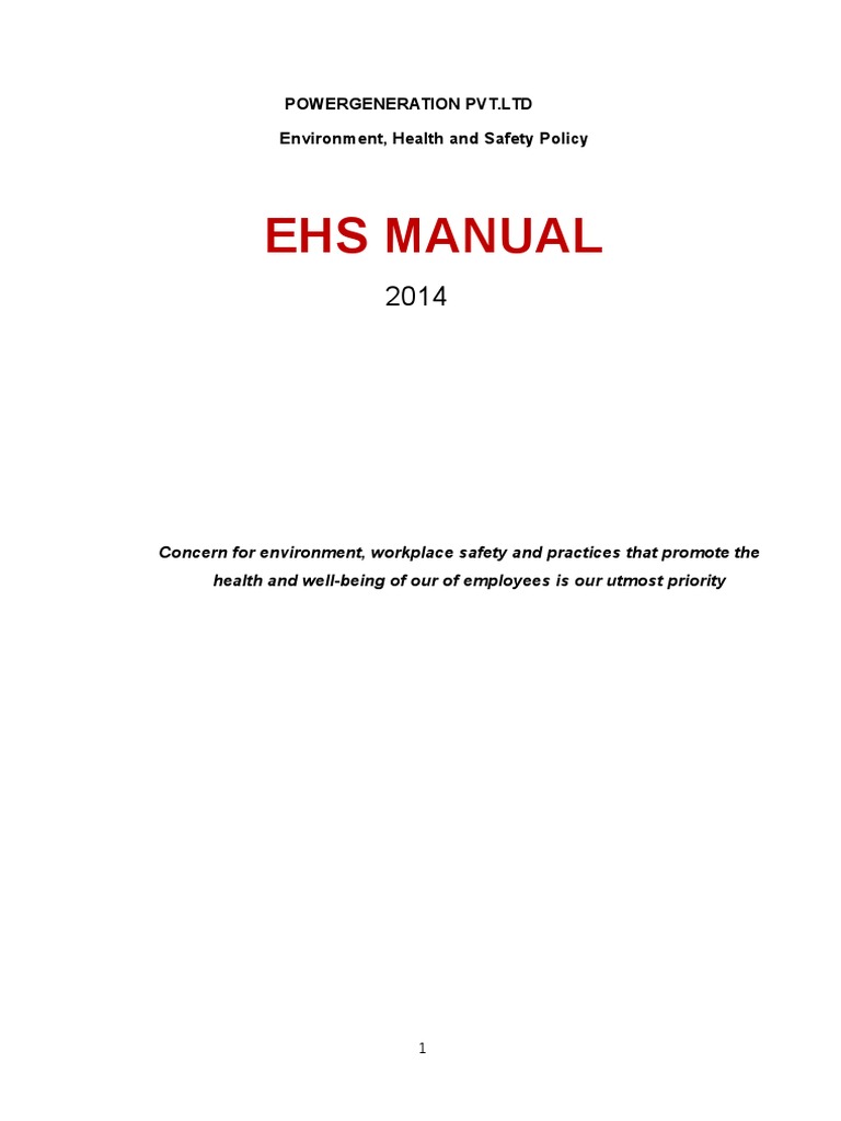 Ehs Manual 1 | Occupational Safety And Health | Emergency