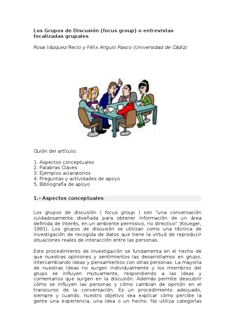 Ejemplos de Grupos de Discusión | PDF | Investigación cualitativa ...