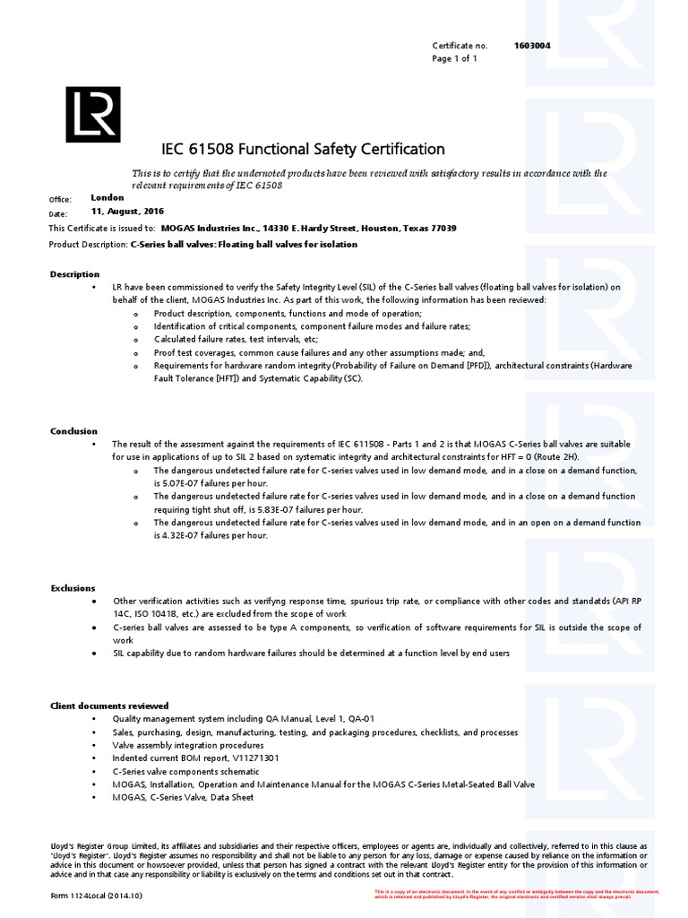 Certification - SIL C-Series. | PDF | Systems Engineering | Quality