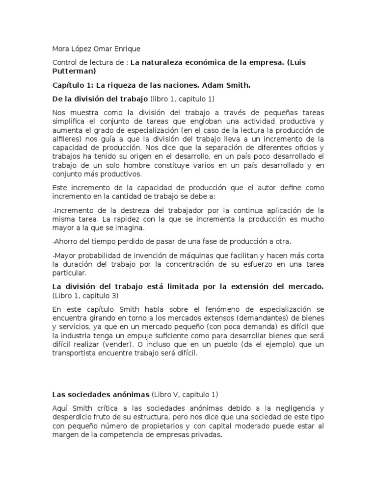 La Naturaleza Económica de La Empresa Putterman | PDF | Toma de ...