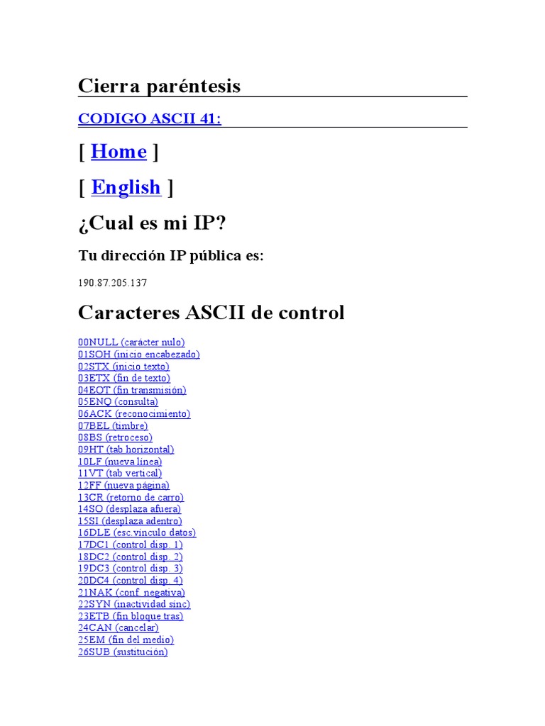 Codigo Ascii | Comillas | Ascii