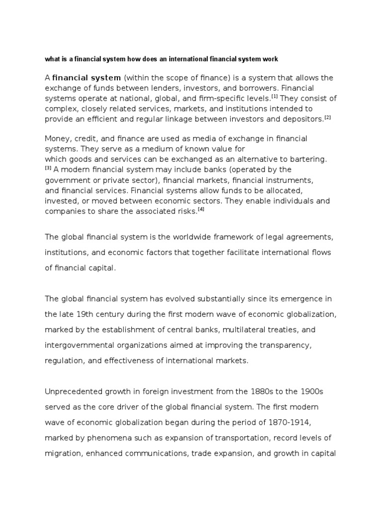 What Is A Financial System How Does An International Financial System ...