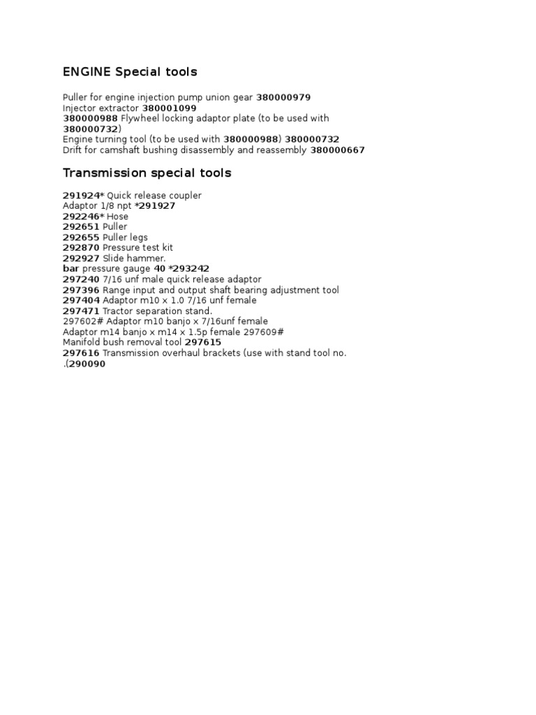 T7000 Special Tools | PDF