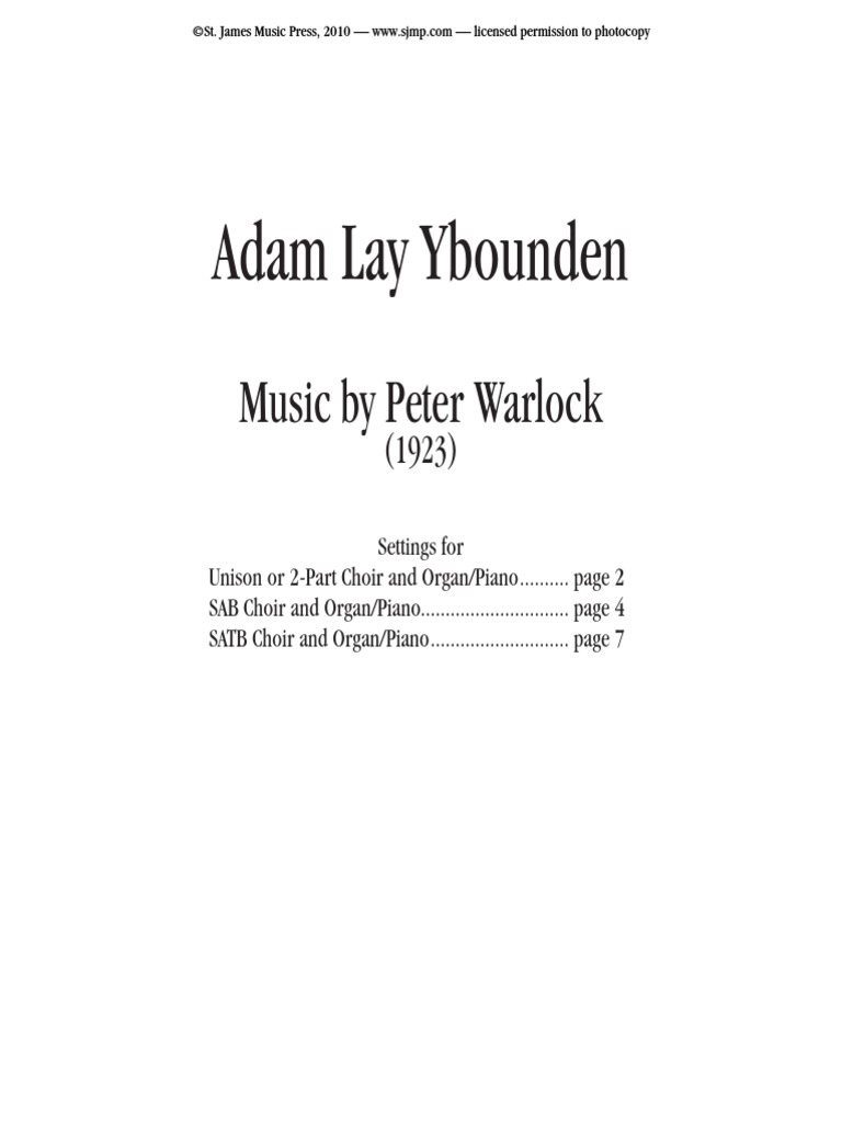 Adam Lay Ybounden PDF | PDF | Formes musicales | Notation musicale