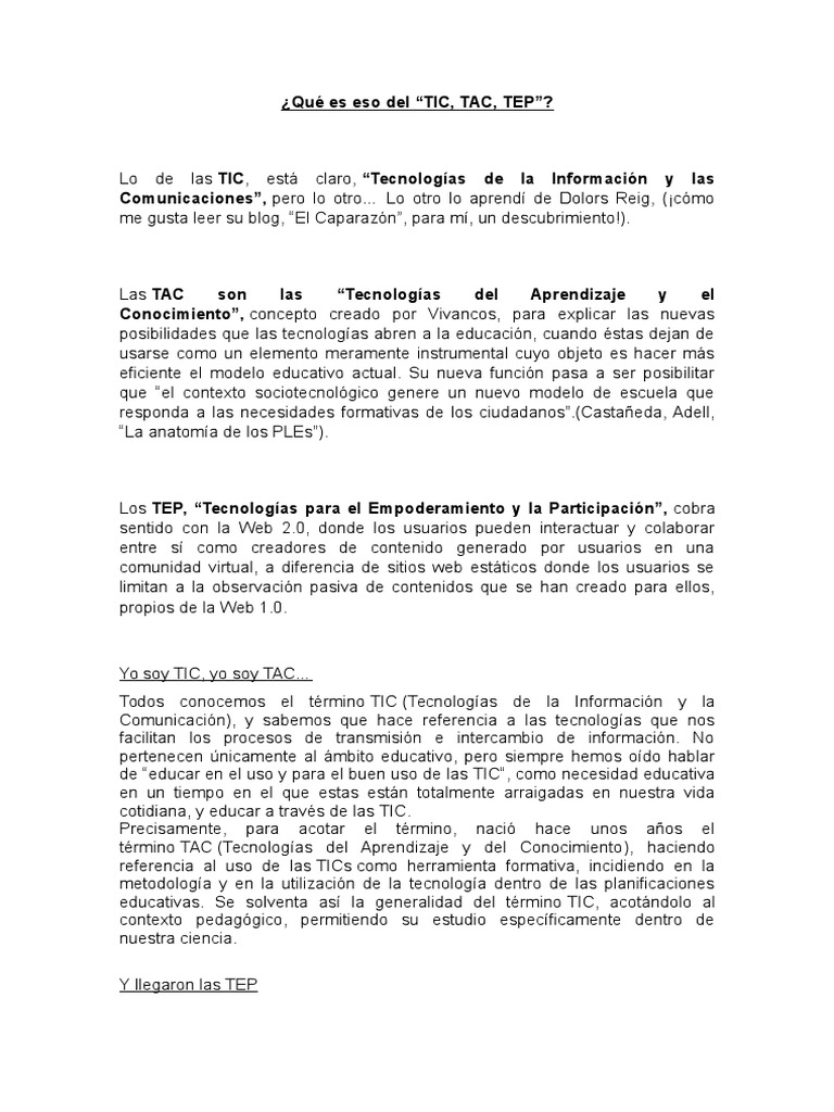 Tic Tac Tep | PDF | Tecnología de información y comunicaciones | Aprendizaje