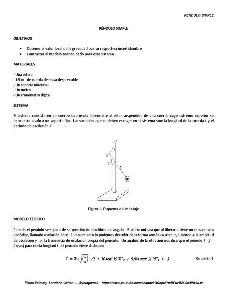 Laboratorio Péndulo Simple | PDF | Péndulo | Física