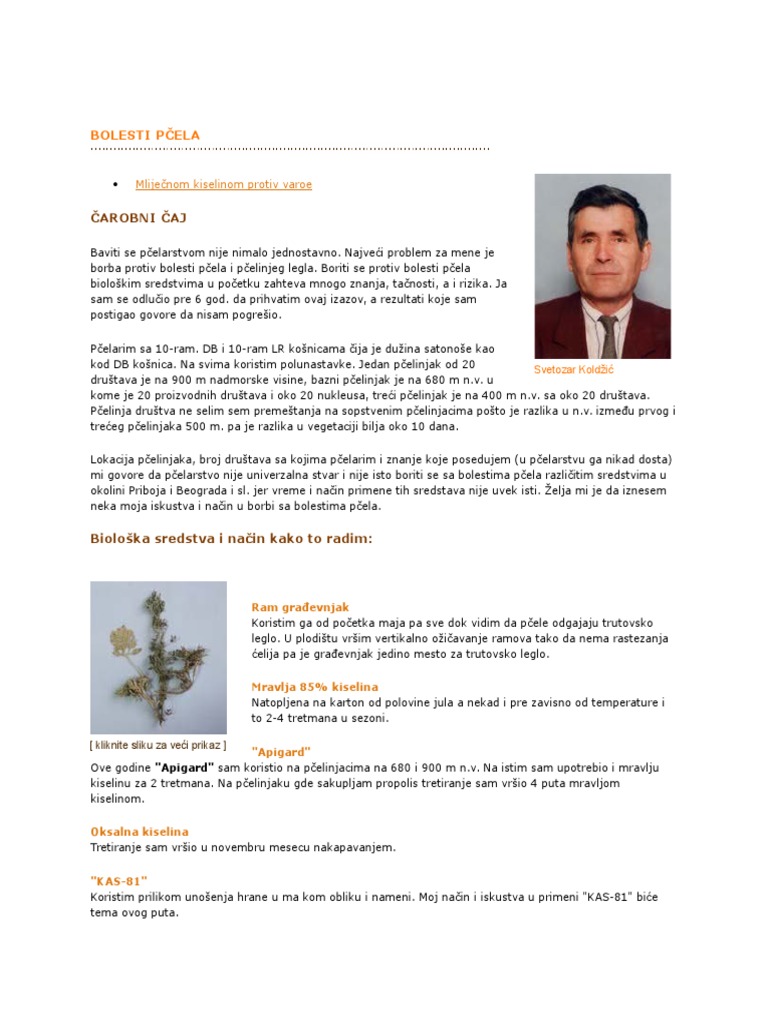 Biološka Sredstva U PCELARSTVU | PDF