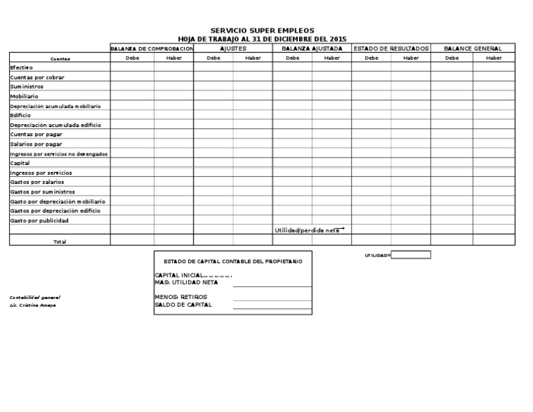 Formato Hoja de Trabajo | PDF
