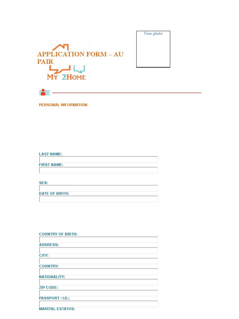 Au Pair Application Form Template | PDF | Allergy | Languages