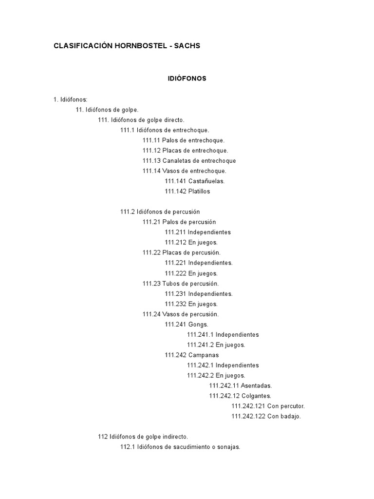 Clasificación Hornbostel Sachs | PDF | Organologia | Guitarras