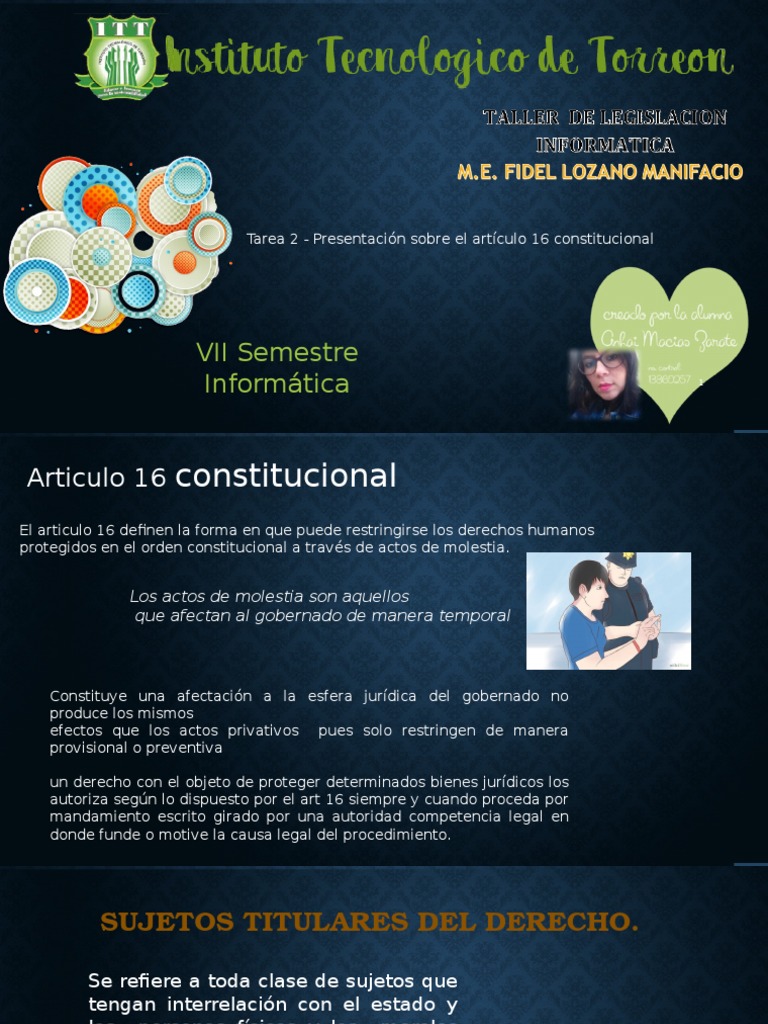 Tarea 2 Presentación Sobre El Artículo 16 Constitucional Descargar