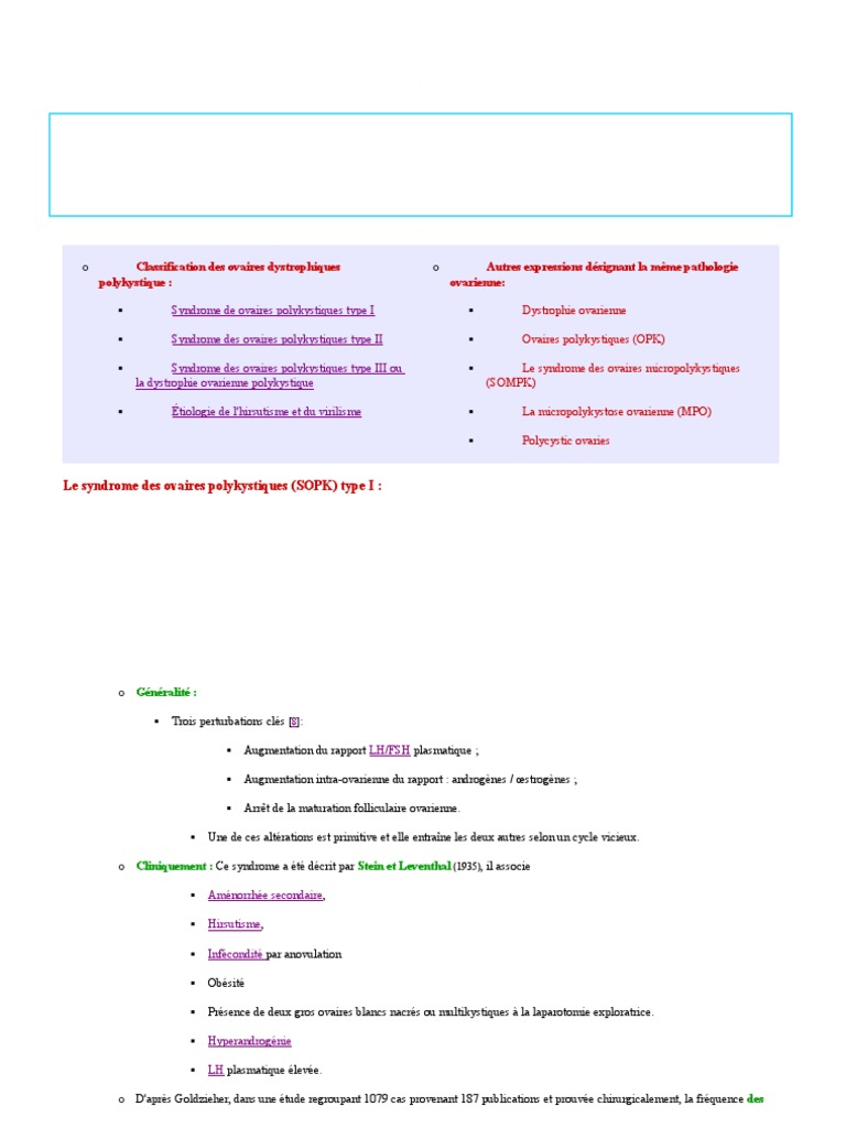 Syndrome Des Ovaires Polykystiques | PDF | Syndrome de Stein-Leventhal ...
