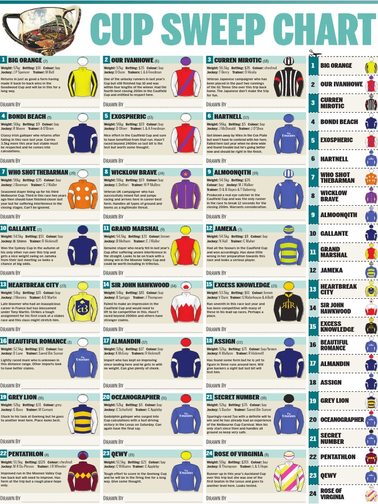 Melbourne Cup 2016 Sweep | PDF | Jockey | Animal Racing