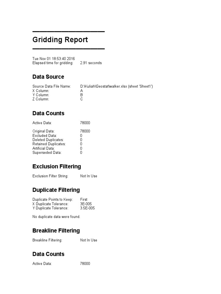 Gridding Report: Data Analysis Summary | PDF | Games & Activities