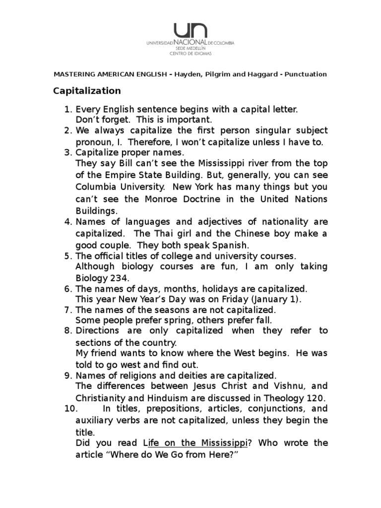 Punctuation and Capitalization Rules | PDF | Comma | Ellipsis