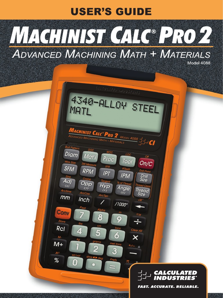 Machinist Calc Pro 2UG4088E-B | PDF | Trigonometric Functions | Drill