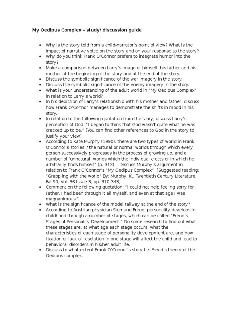 My Oedipus Complex Study Guide | PDF