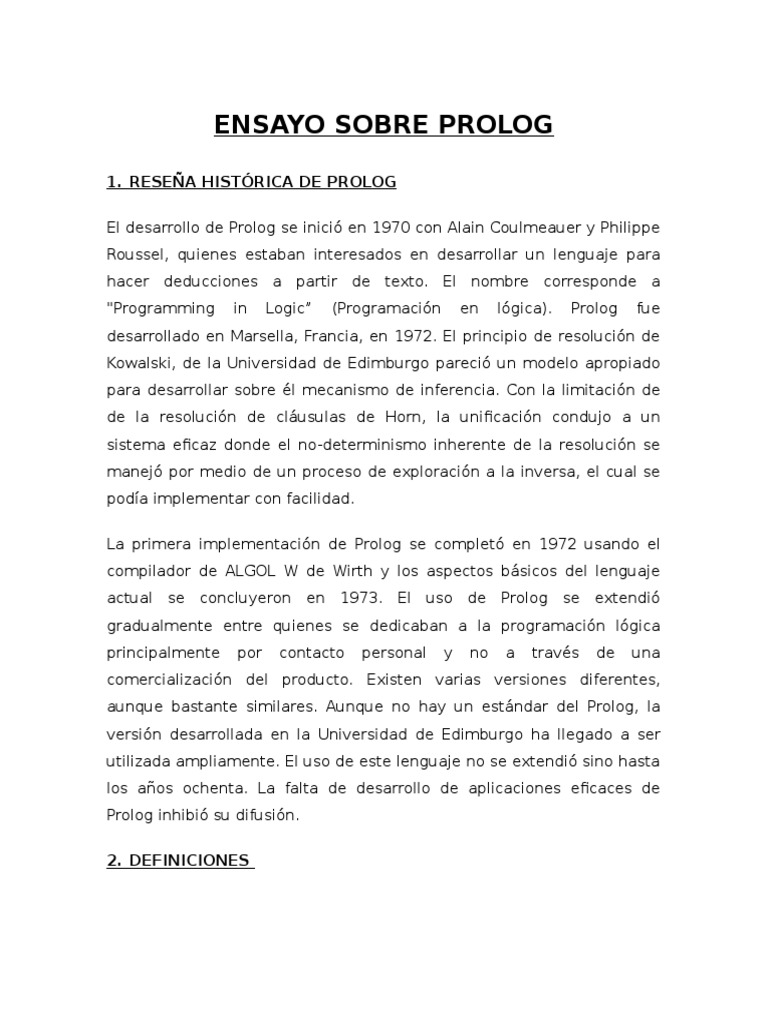 Reseña Histórica de Prolog | PDF | Lenguaje de programación | Java (lenguaje de programación)