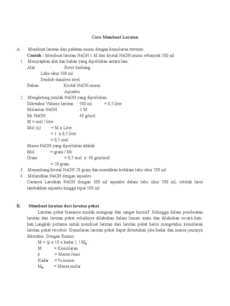 Cara Membuat Larutan | PDF