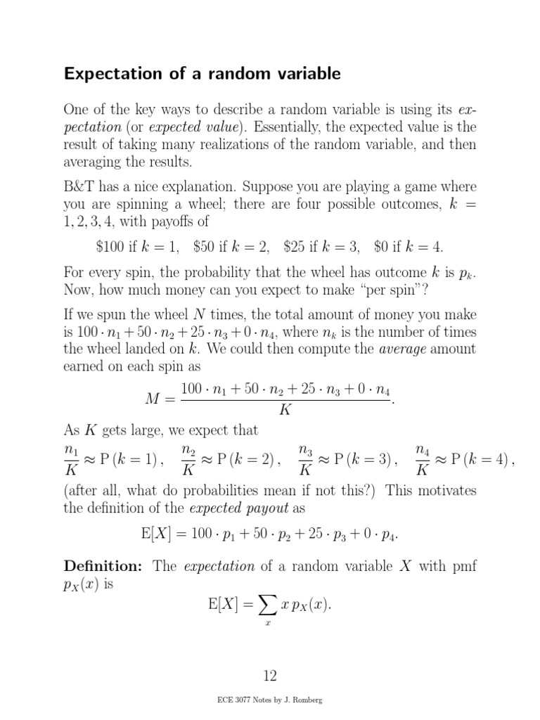 Expectation and variance of random variables | PDF | Expected Value | Variance