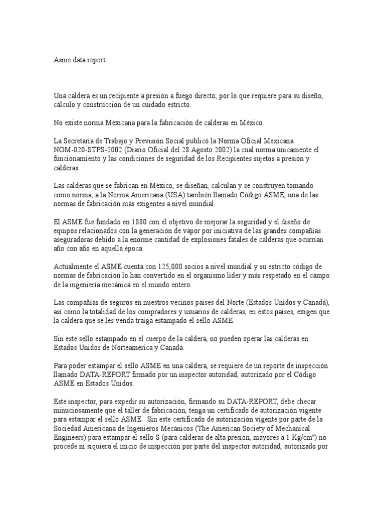 Asme Data Report Pdf Calidad Comercial Soldadura