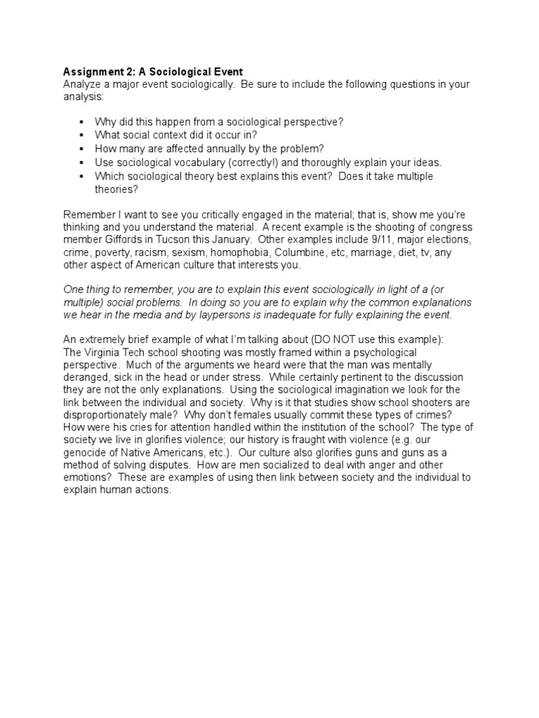 Assignment 2: A Sociological Event | PDF | Politics | Social Science