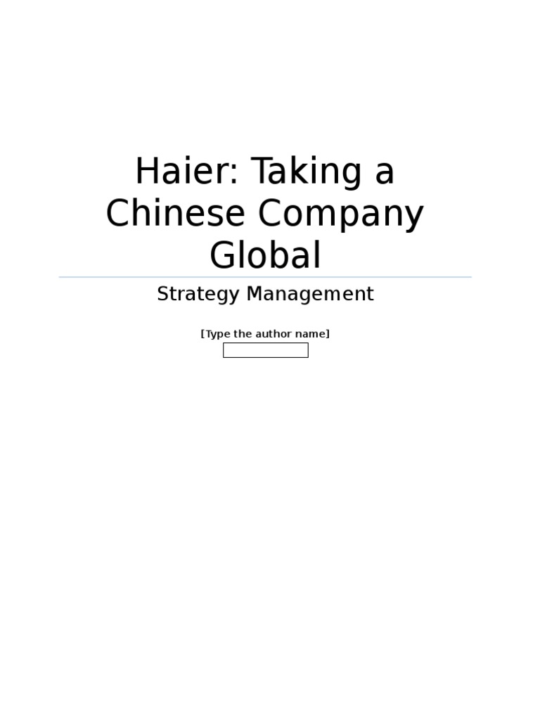 Haier - Taking A Chinese Company Global | PDF | Strategic Management ...