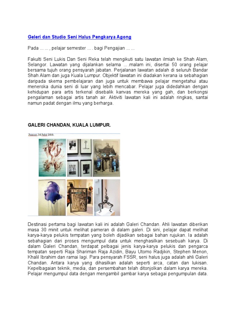 Lawatan Ilmiah ke Galeri Seni Malaysia | PDF