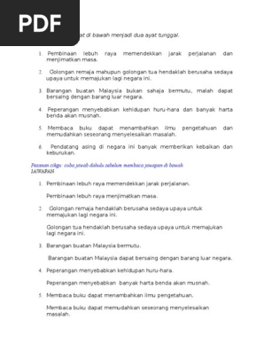 cerakinkan ayat majmuk menjadi ayat tunggal