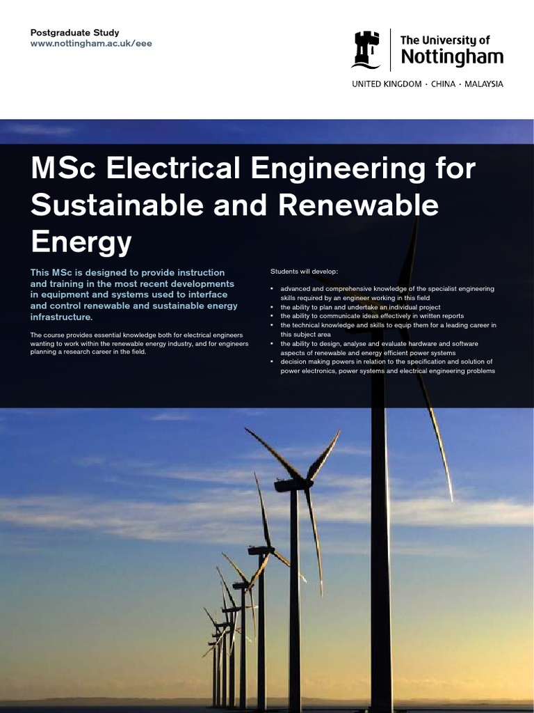 Electrical Engineering For Sustainable And Renewable Energy Msc Pdf