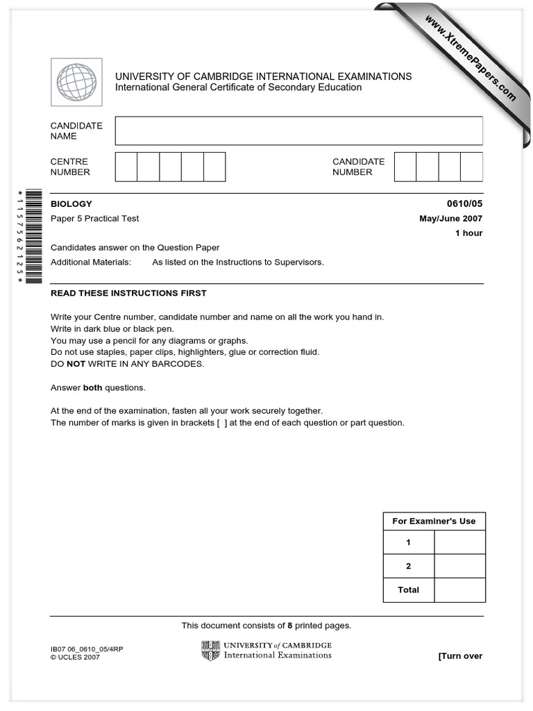 0610 s07 QP 5 PDF | PDF | Seed | Test (Assessment)